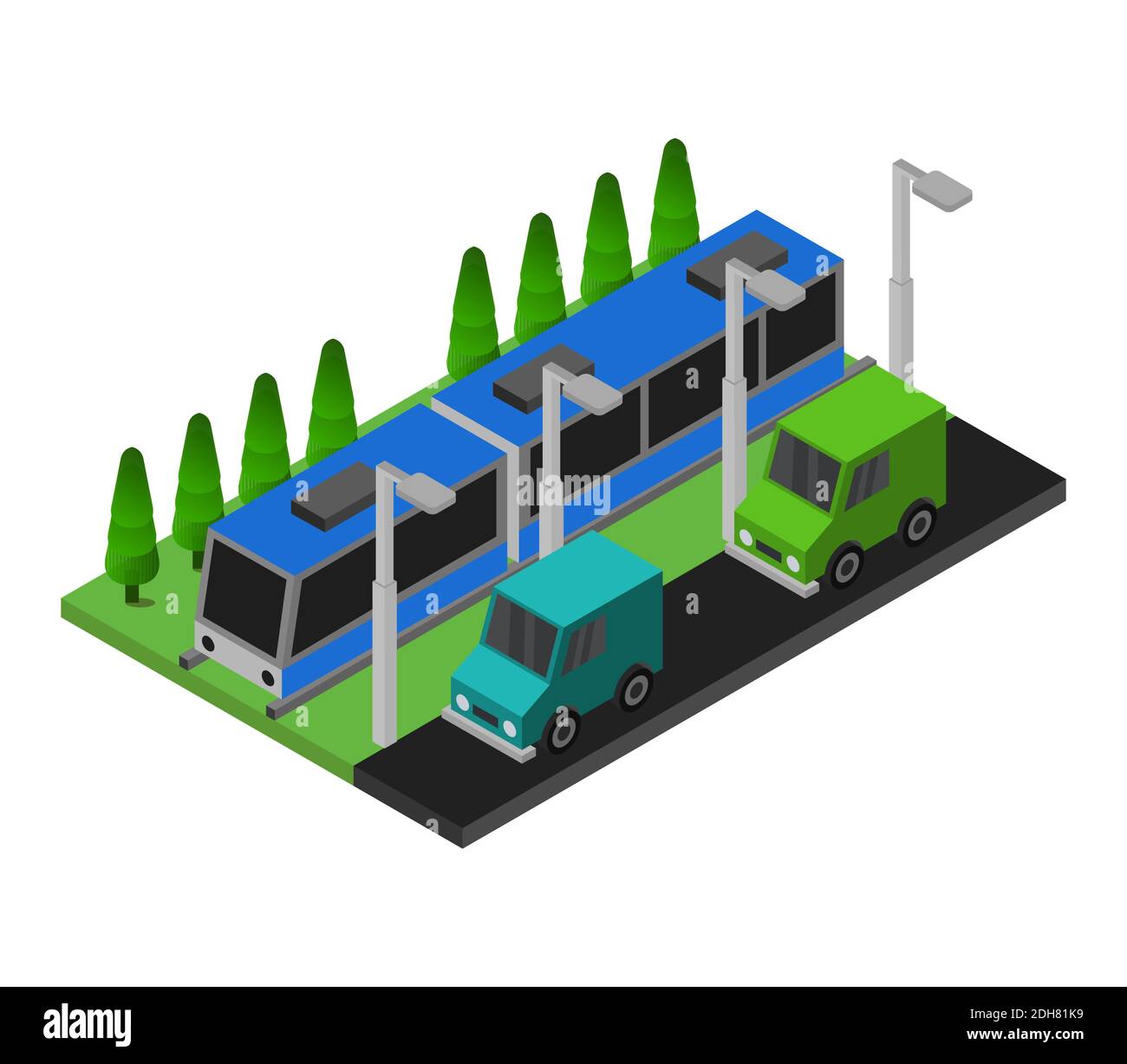 Isometric Train in On Background Vector Graphic Illustration Stock ...
