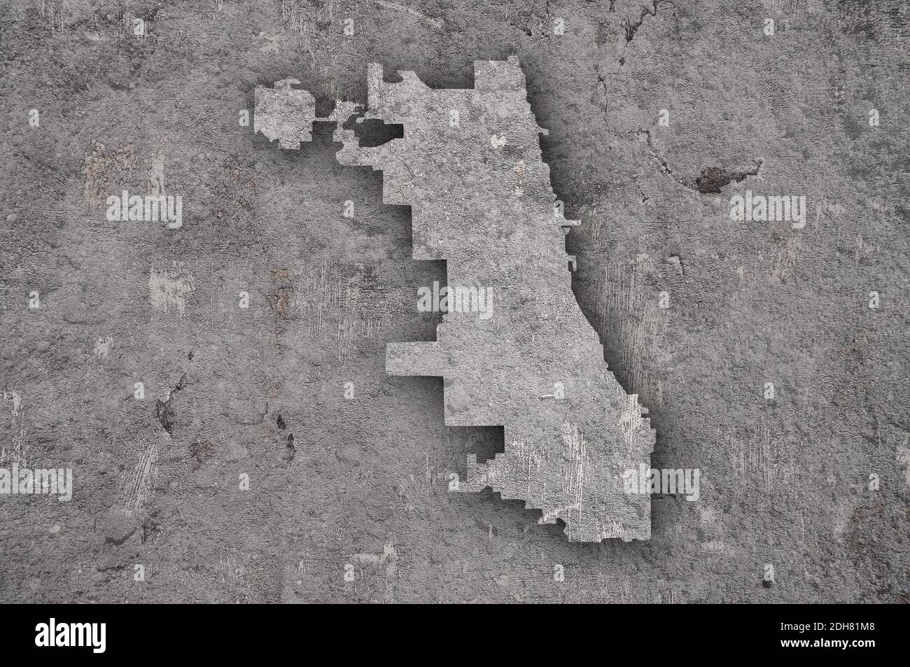 Map of Chicago on weathered concrete Stock Photo - Alamy