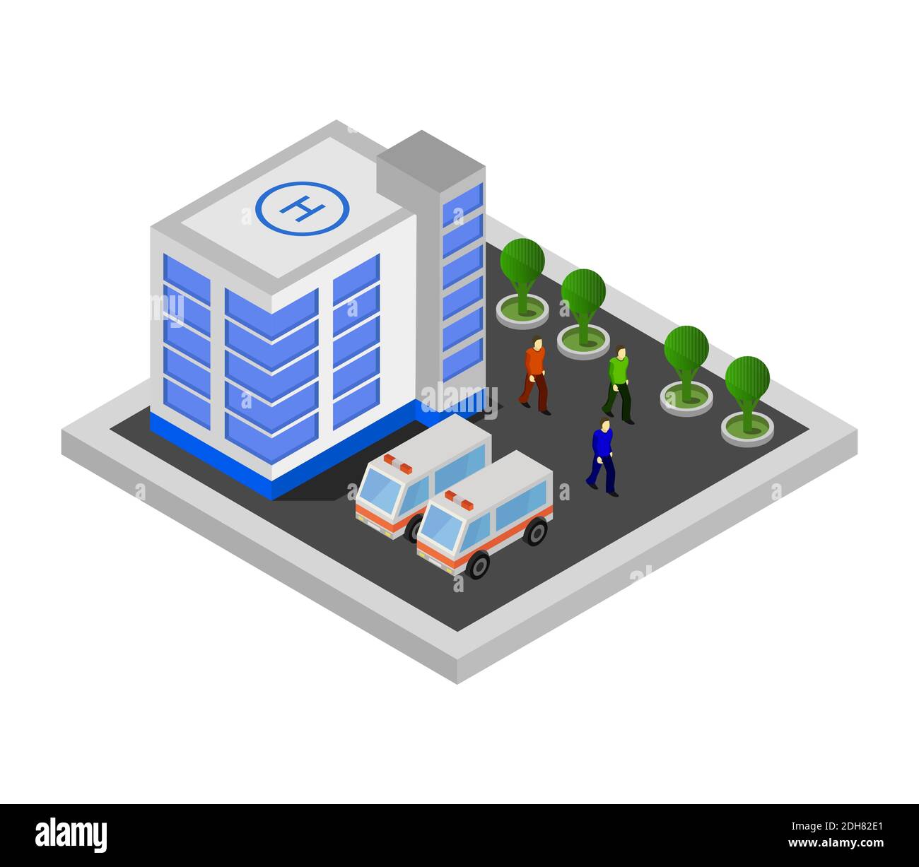 Isometric Hospital On A Background Vector Graphic Illustration Stock ...