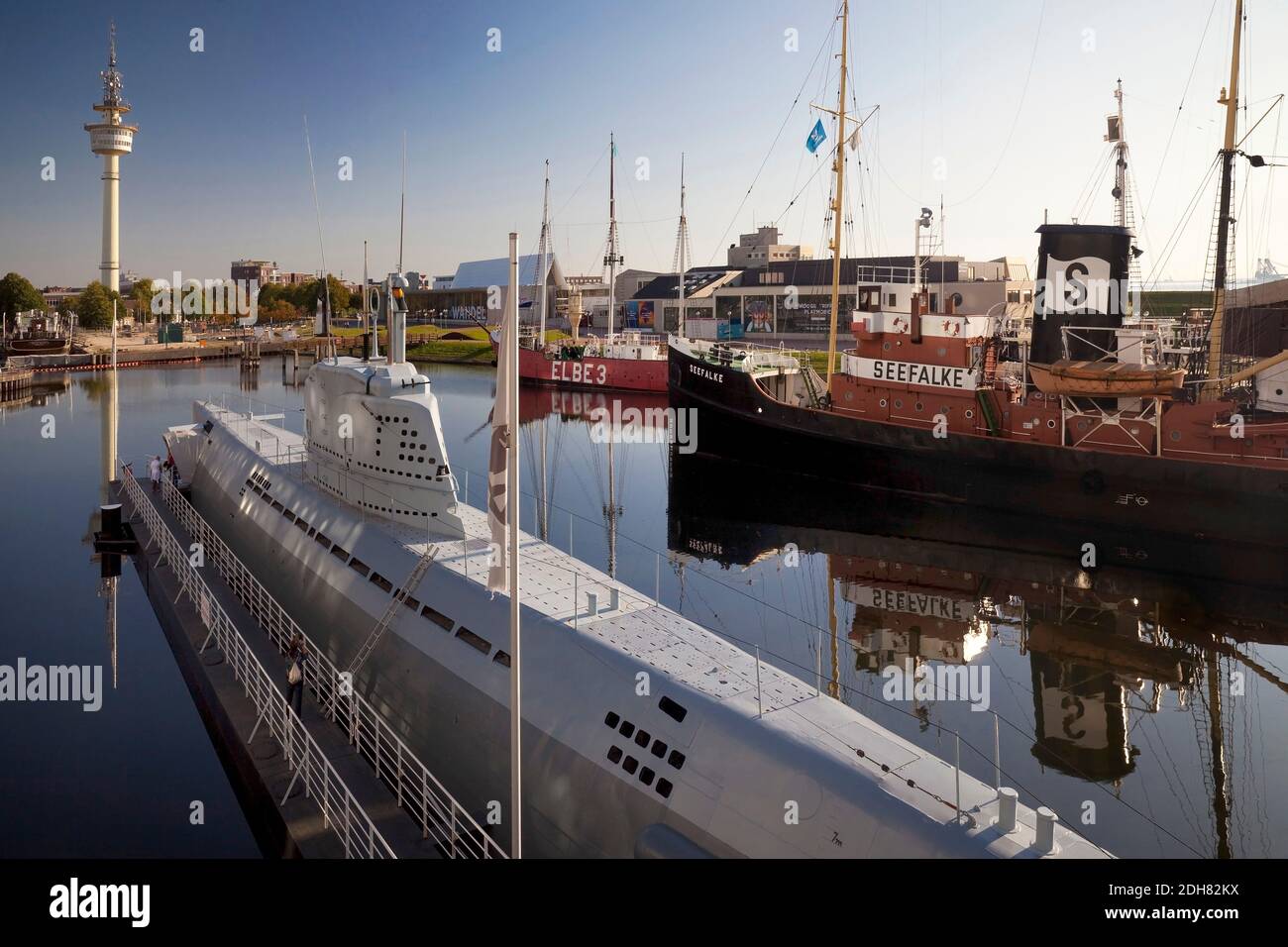 Museum Harbour with the submarine Wilhelm Bauer, German Maritime Museum ...