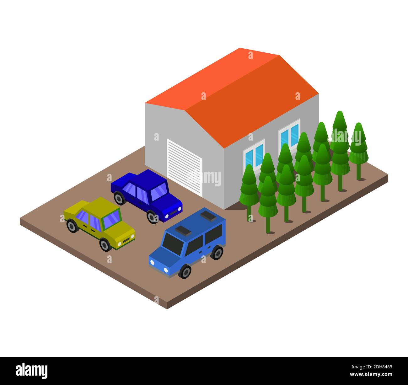 Isometric Garage Illustrated Vector Graphic Illustration Stock Vector ...