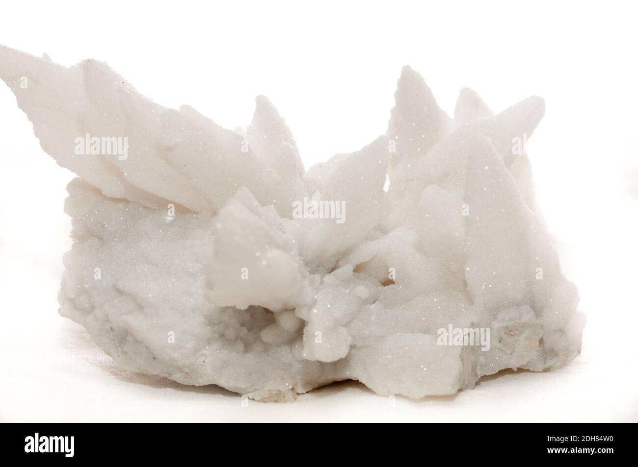quartz and calcite crystal mineral sample on white background Stock ...