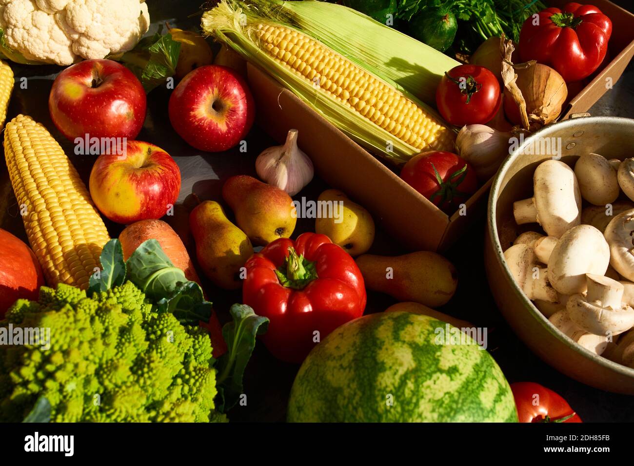 Fresh organic fruits and vegetables. Healthy nutrition Stock Photo - Alamy