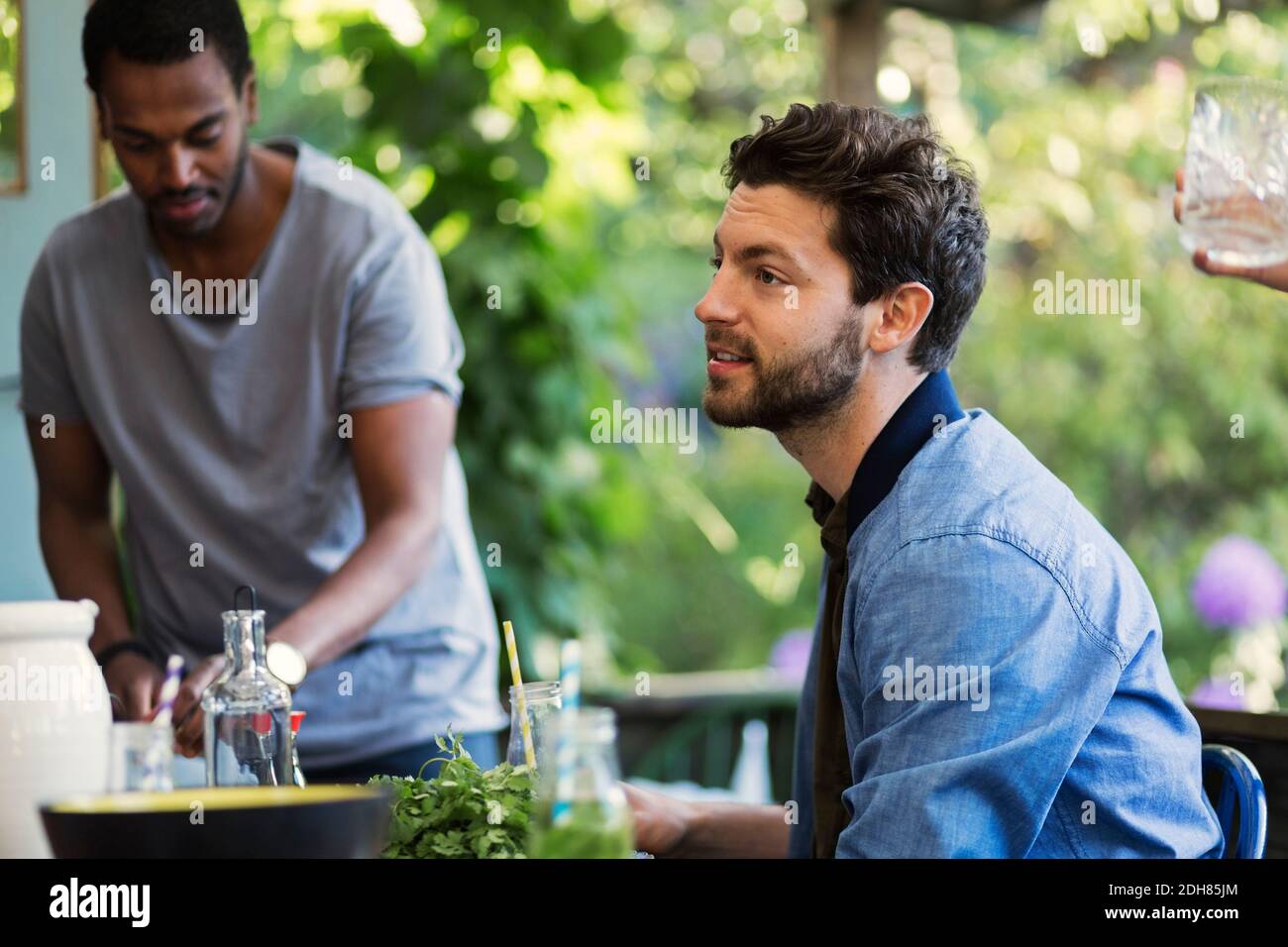 Casual group party porch hi-res stock photography and images - Alamy