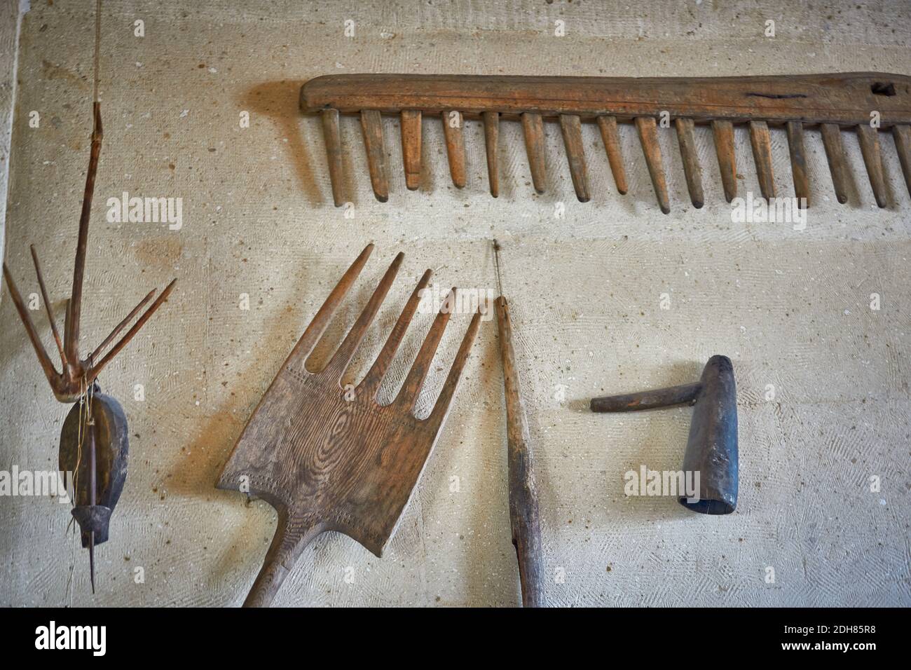 Antique , handmade farmer tools Stock Photo - Alamy