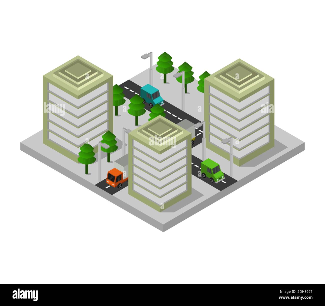Isometric City on White Background Vector Graphic Illustration Stock ...