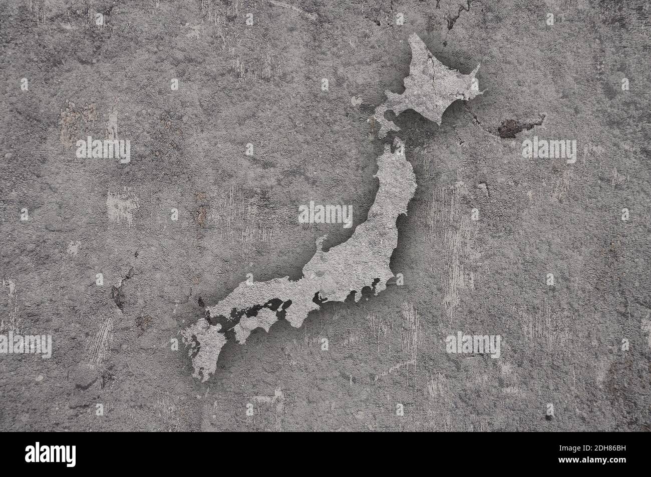 Map of Japan on weathered concrete Stock Photo - Alamy