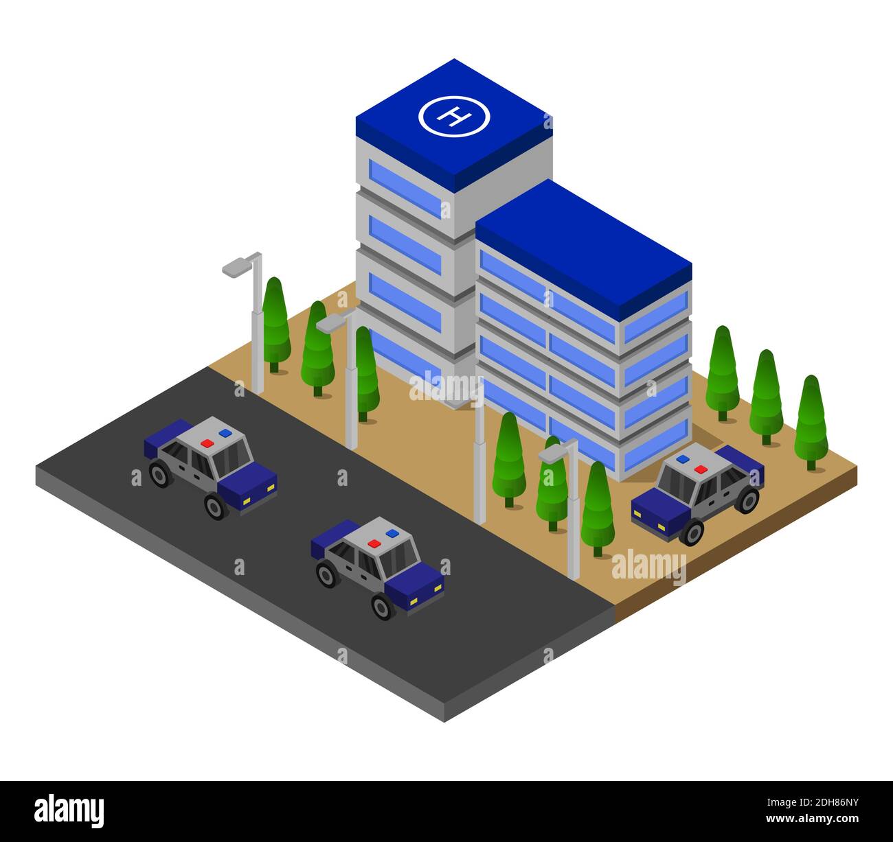Isometric Police Station Vector Graphic Illustration Stock Vector Image ...