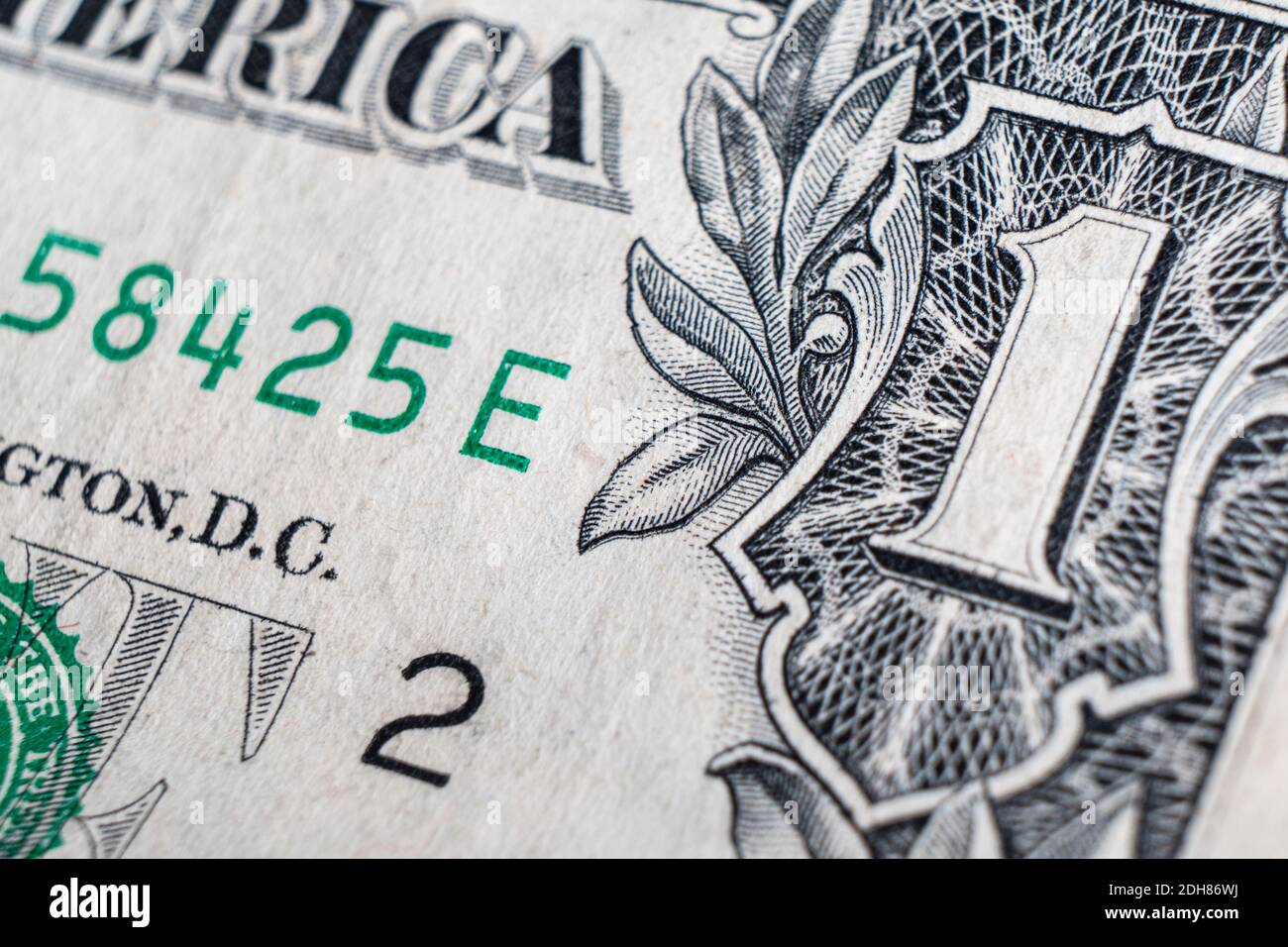 Dollar bill close up photo. Detail of US one dollar banknote with ...