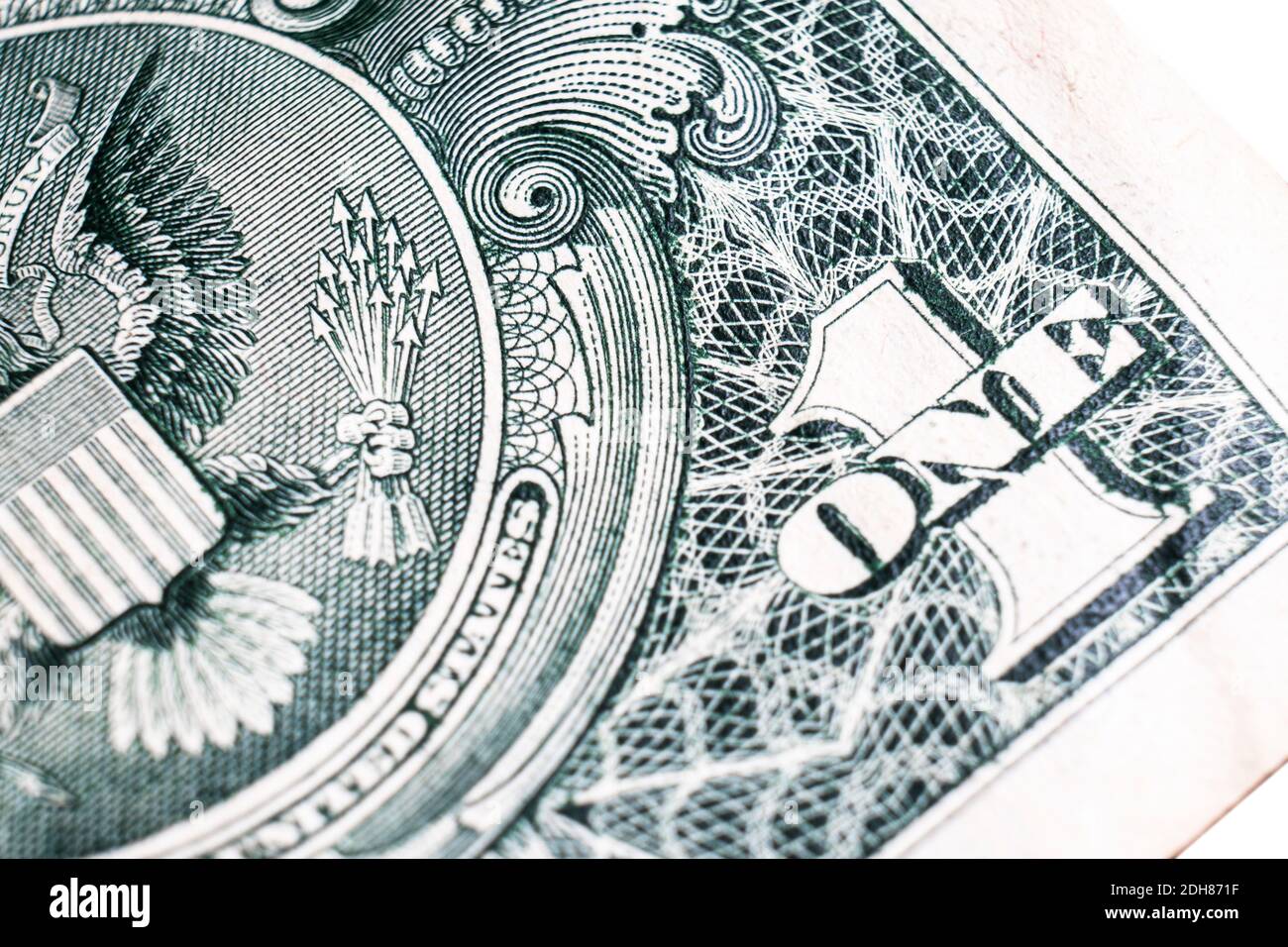 One dollar bill close up photo. Detail of US one dollar banknote with ...