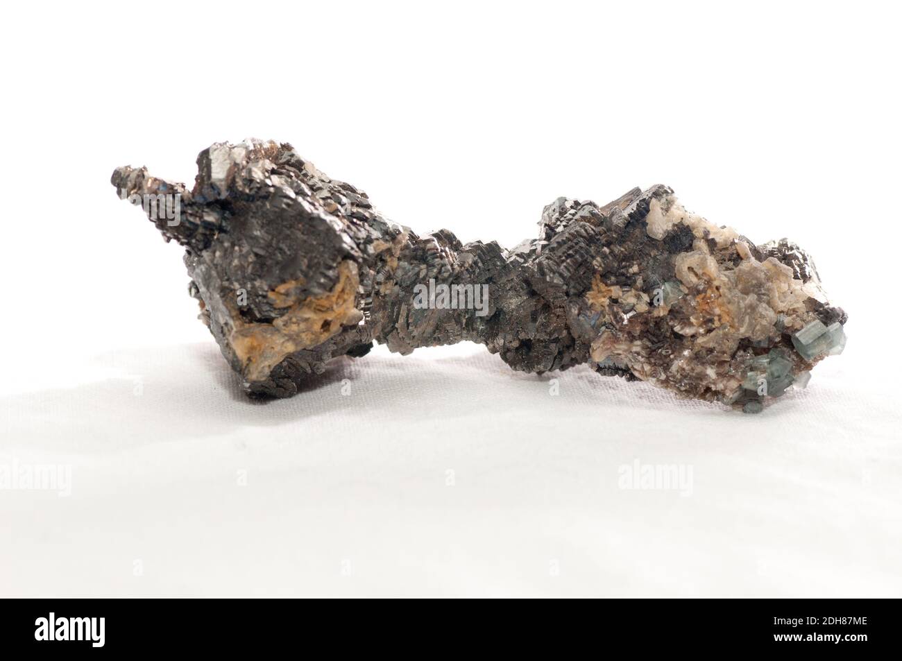 arsenopyrite metal mineral sample with quartz crystals and granite ...