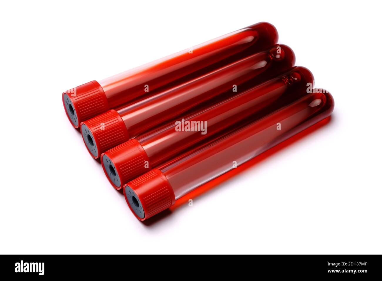 Test tube with red plug isolated on white background Stock Photo - Alamy