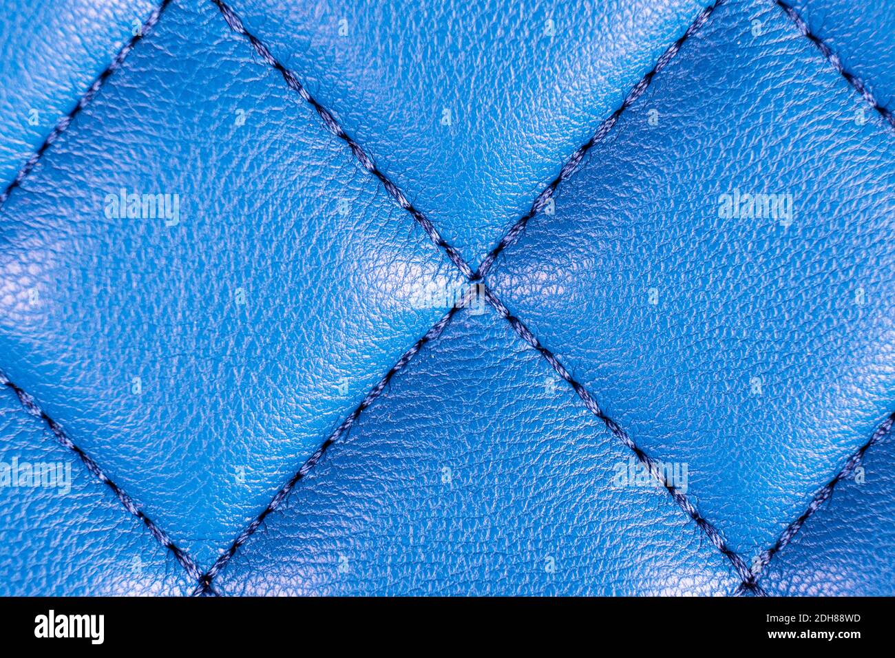 Modern luxury car blue leather interior. Part of perforated leather car ...