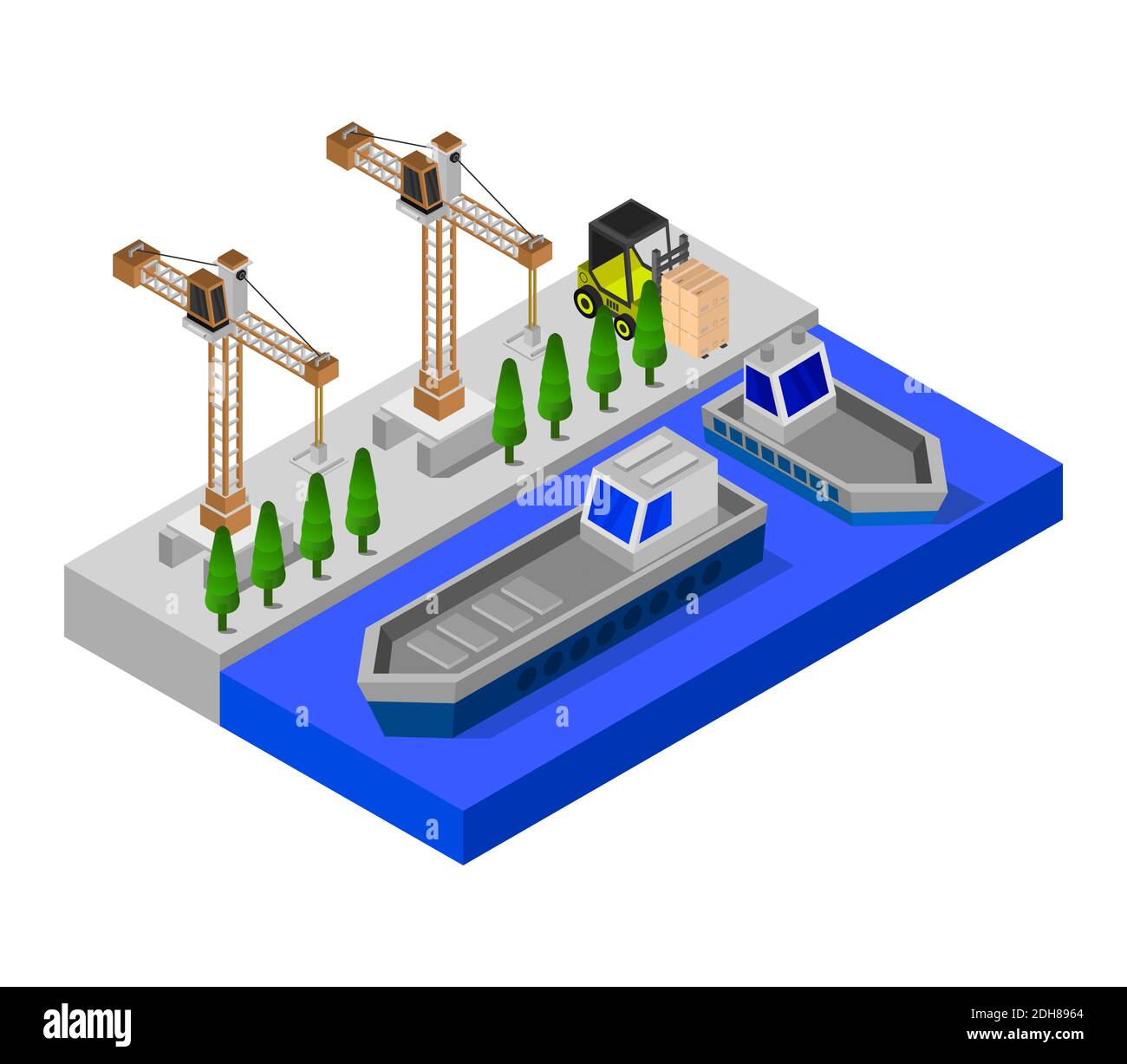 Isometric Port On White Background Vector Graphic Illustration Stock ...