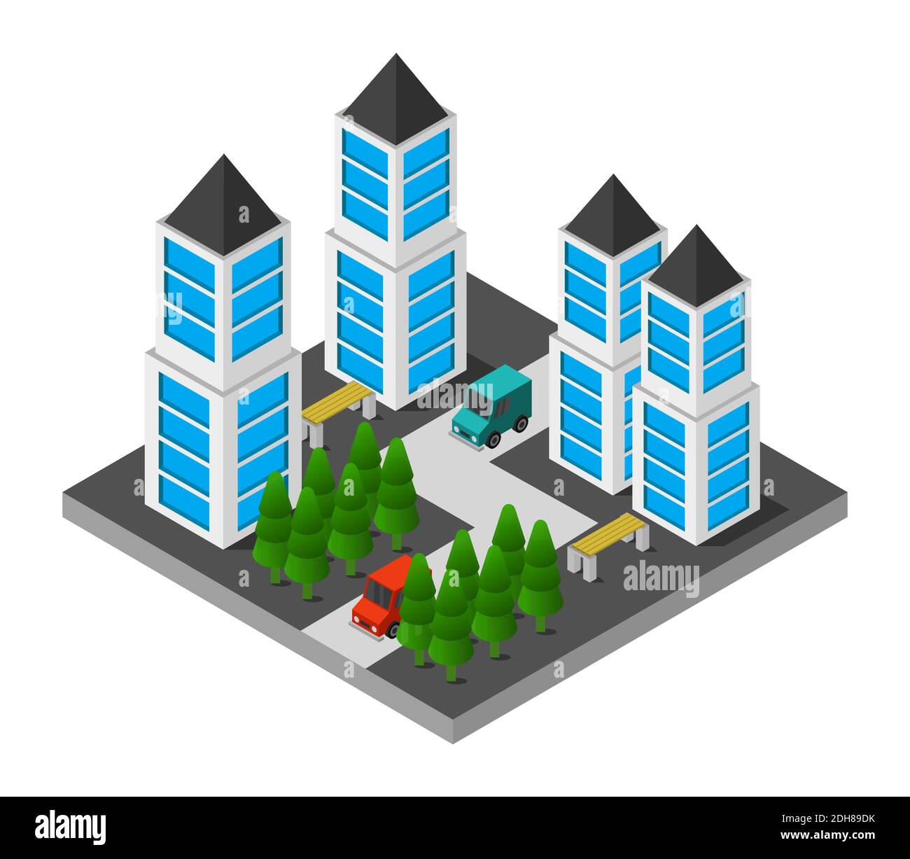 Isometric City on White Background Vector Graphic Illustration Stock ...