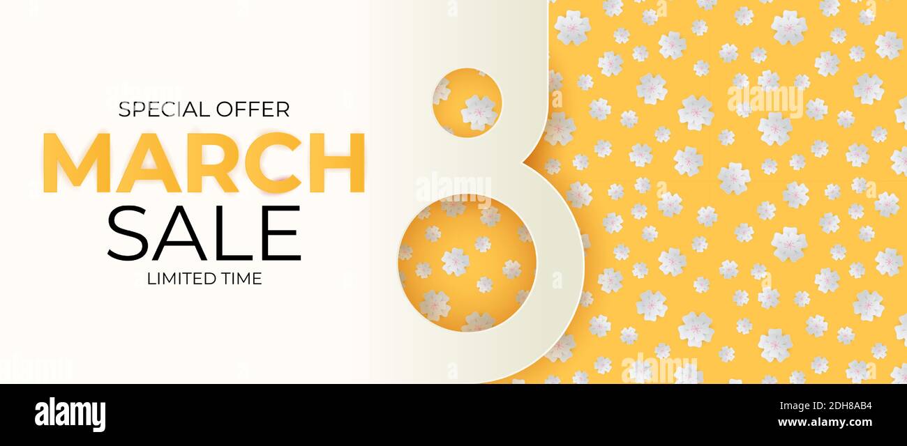 8 March sale banner with Background Design. Template for advertising ...