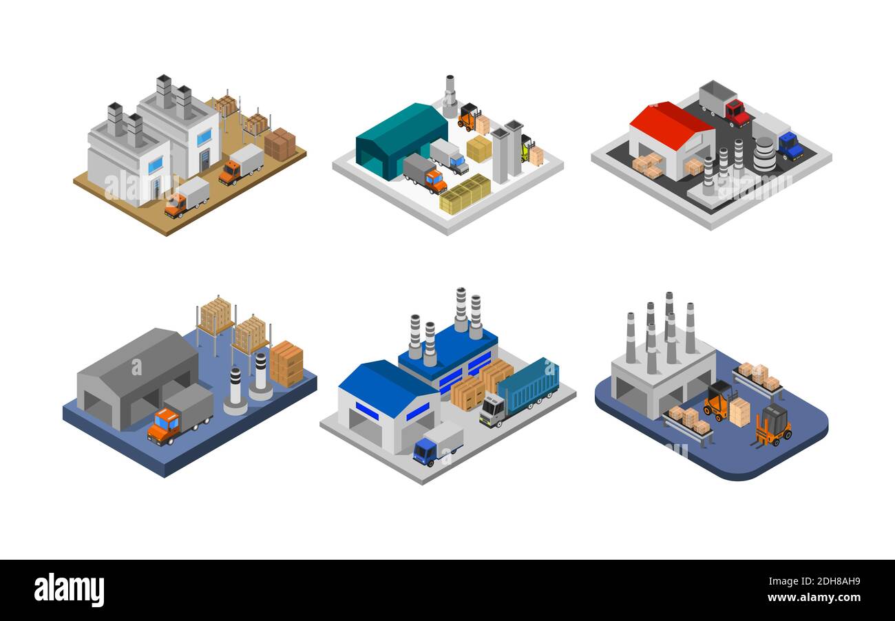 Set Of Isometric Industries Vector Graphic Illustration Stock Vector Image & Art - Alamy