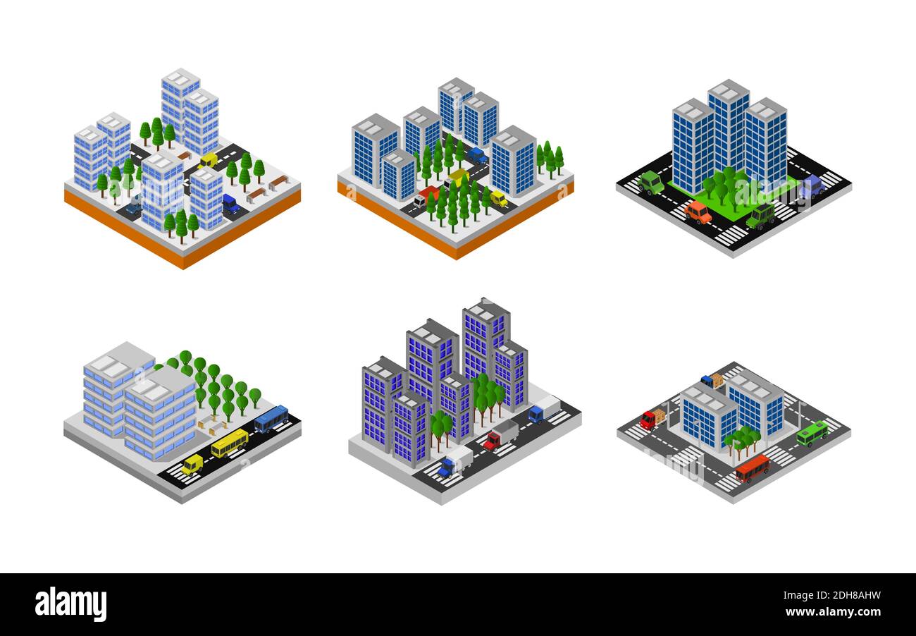 Isometric City Set Vector Graphic Illustration Stock Vector Image & Art - Alamy