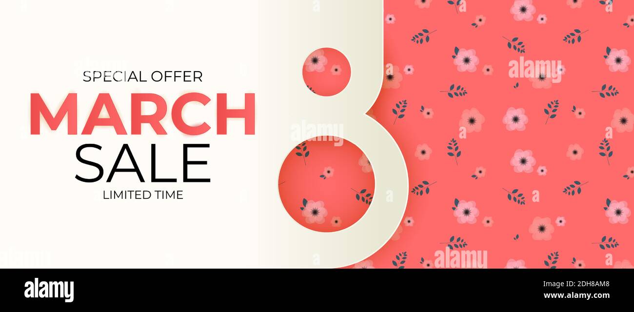 8 March sale banner with Background Design. Template for advertising ...