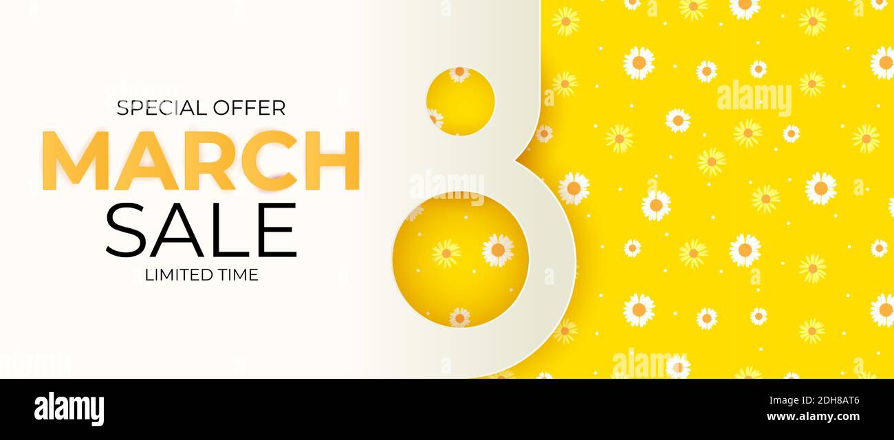 8 March sale banner with Background Design. Template for advertising ...
