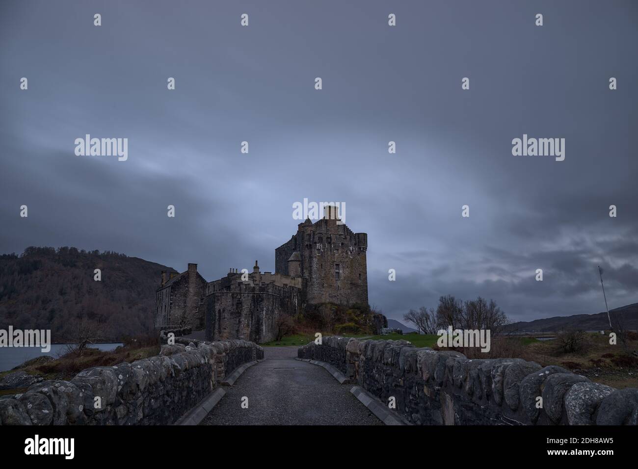 Night photo with castle lights. Historic castle and famous for its ...