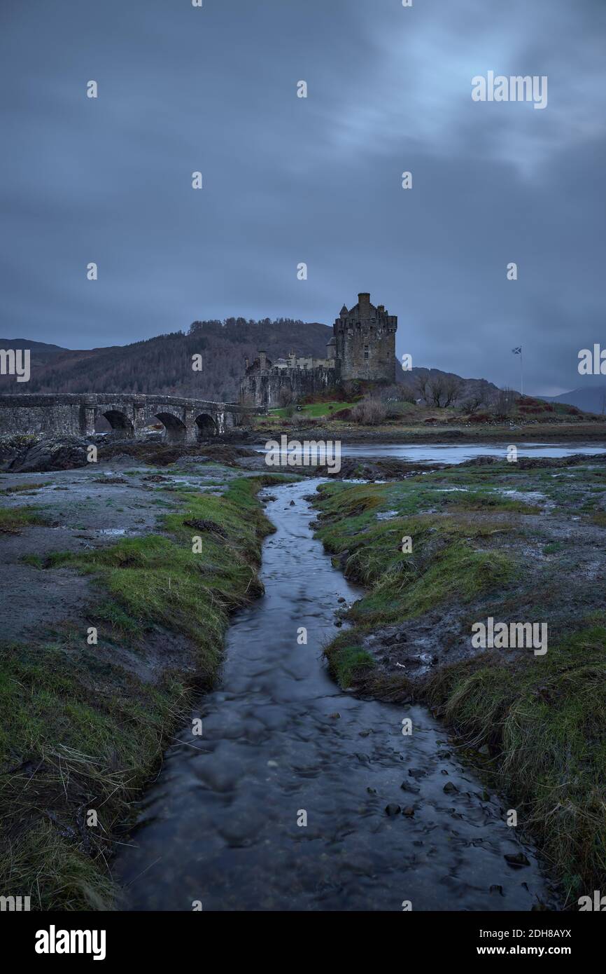 Night photo with castle lights. Historic castle and famous for its ...