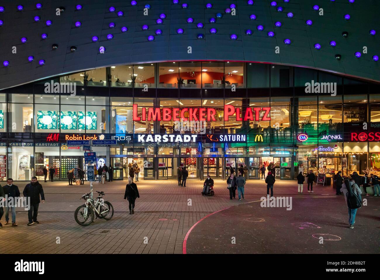 Shopping street in Essen city center to the holiday season during the ...