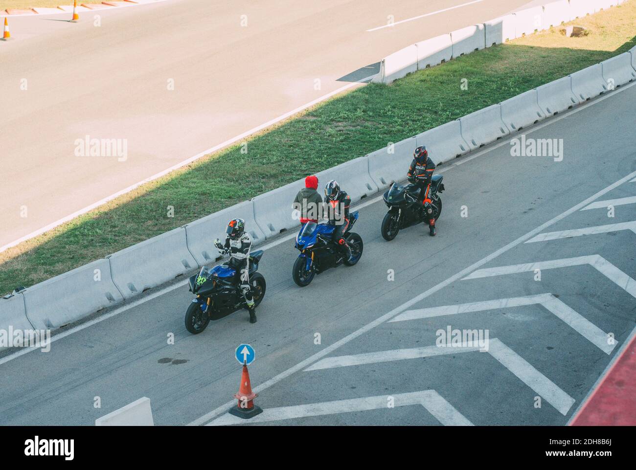 VALENCIA, SPAIN - Dec 07, 2020: Before starting the race, three of the ...