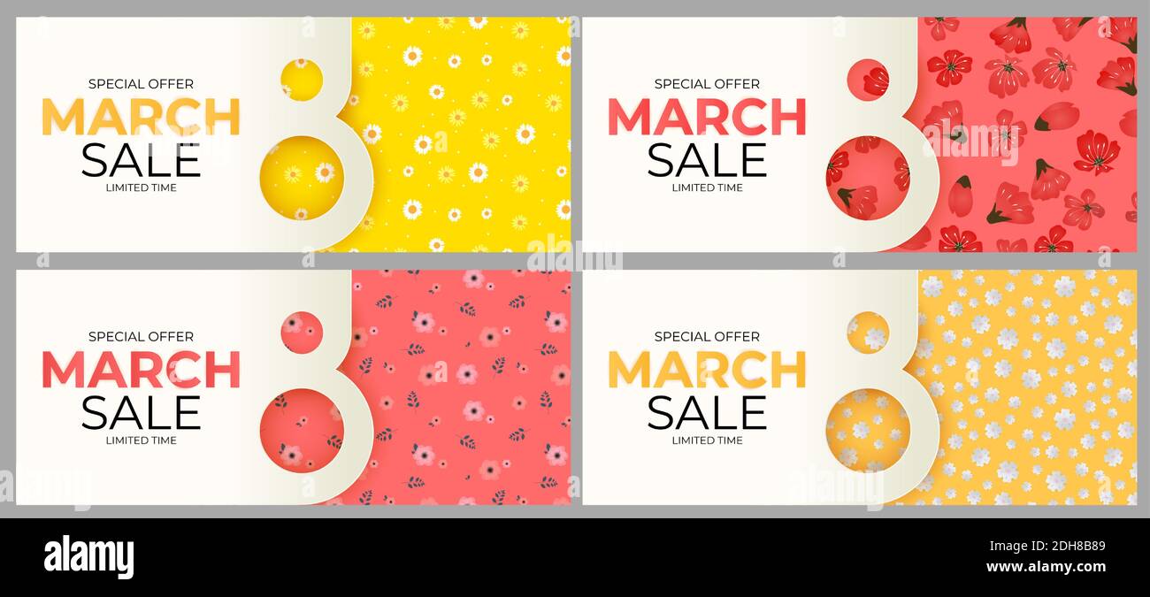8 March sale banner set Design. Template for advertising, web, social ...