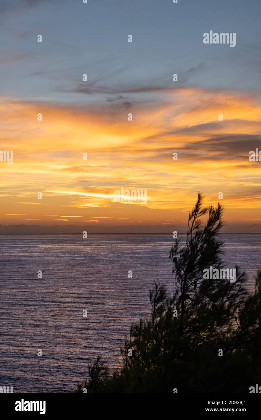 Villa view in Lefkada island. Sunset Stock Photo - Alamy