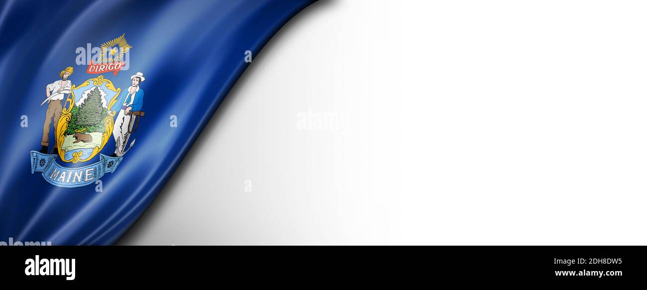 Maine flag on white wall banner, USA Stock Photo - Alamy