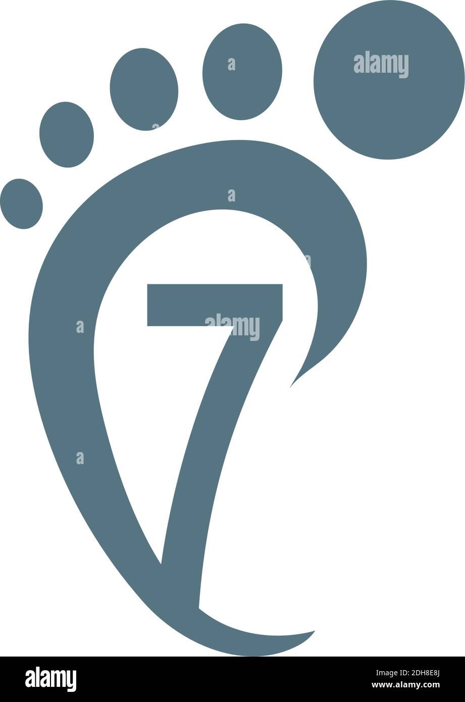 Number 7 icon logo combined with footprint icon design template Stock ...