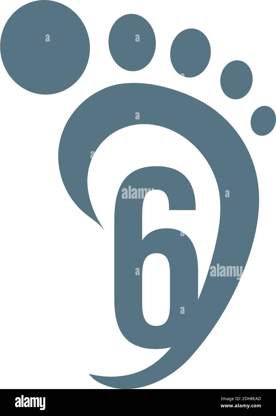 Number 6 icon logo combined with footprint icon design template Stock ...