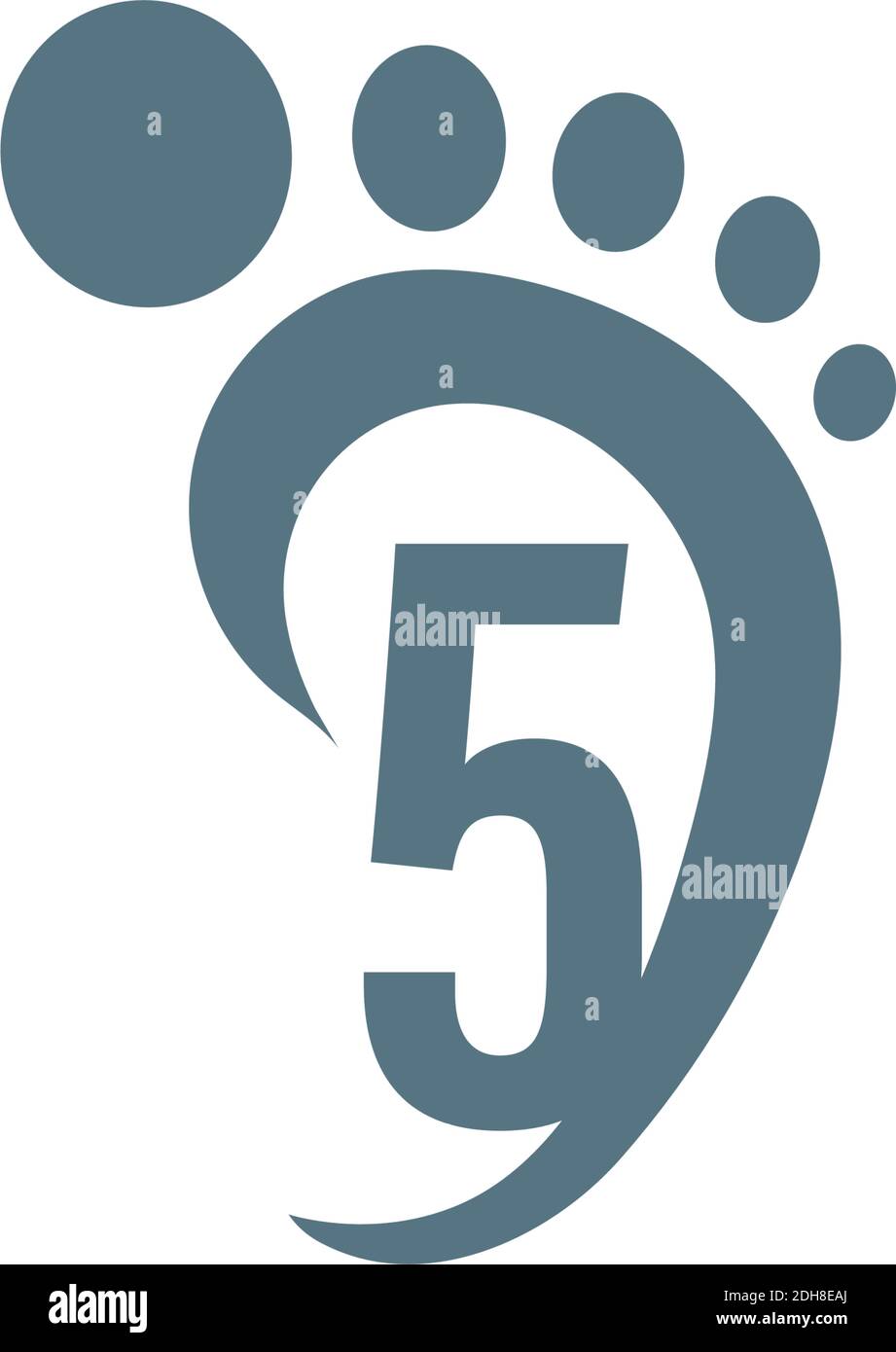 Number 5 icon logo combined with footprint icon design template Stock ...