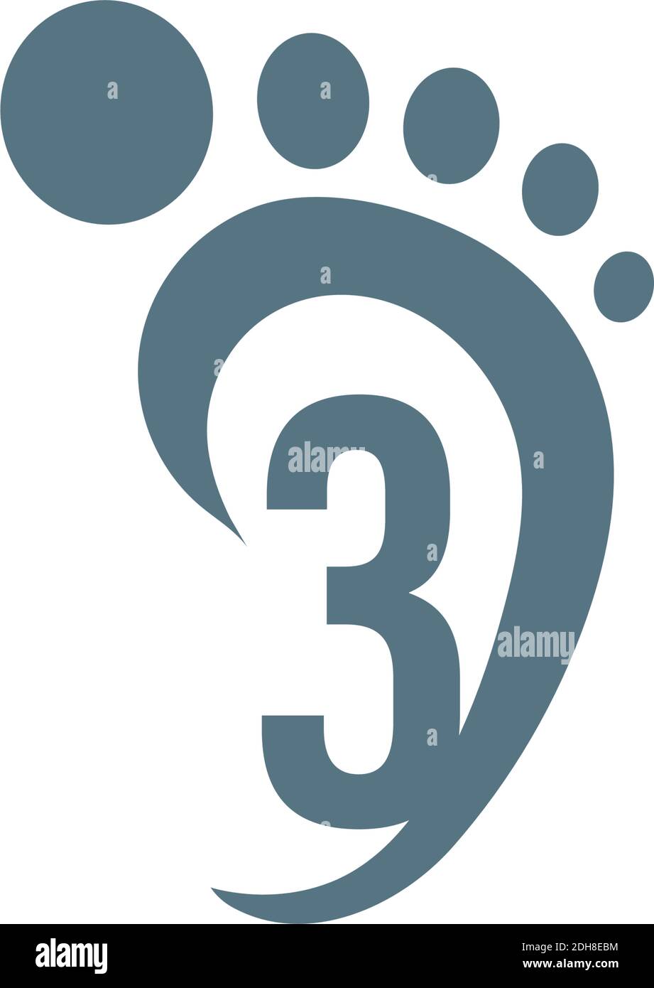 Number 3 icon logo combined with footprint icon design template Stock ...
