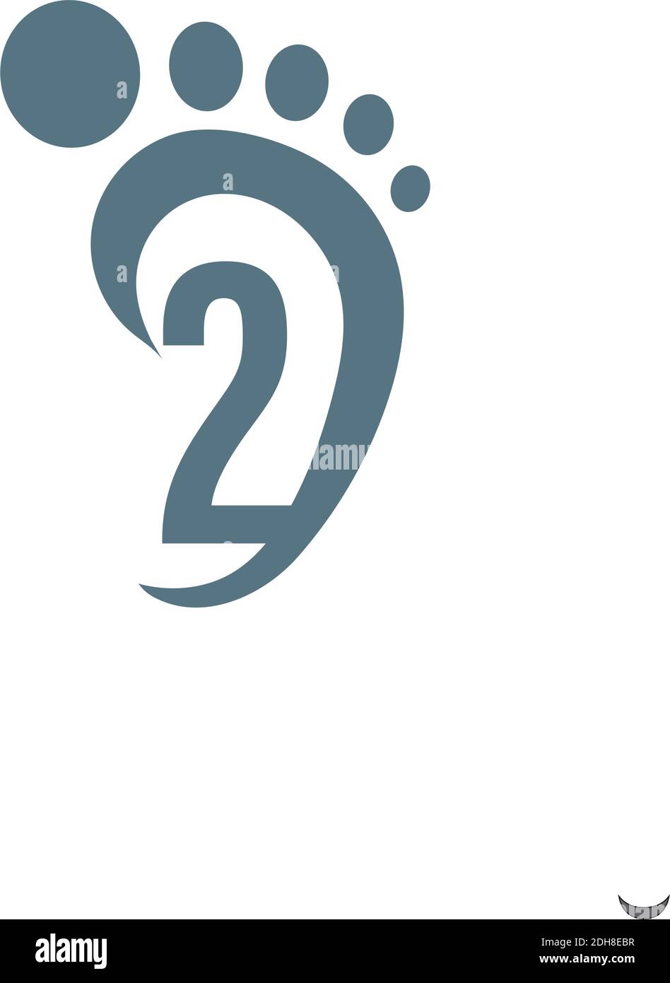 Number 2 icon logo combined with footprint icon design template Stock ...