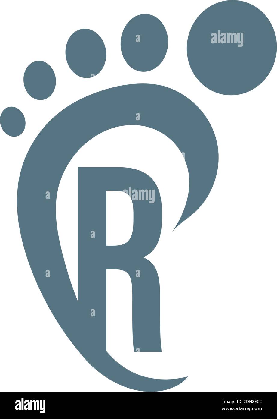 Letter R icon logo combined with footprint icon design template Stock ...