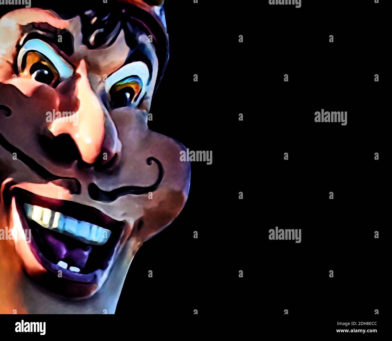 Evil Expression Caricature Over Black Background Stock Photo - Alamy