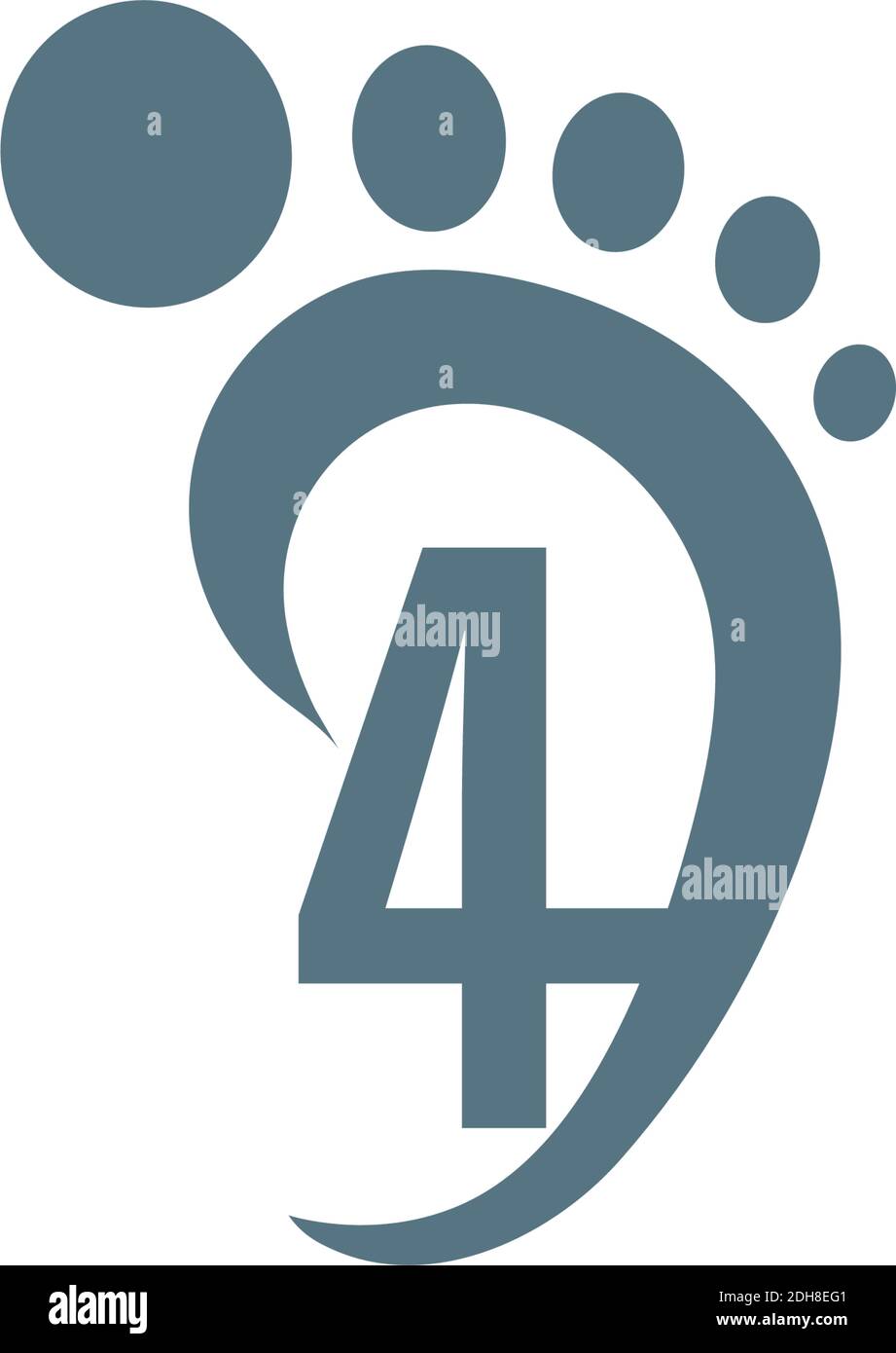 Number 4 icon logo combined with footprint icon design template Stock ...