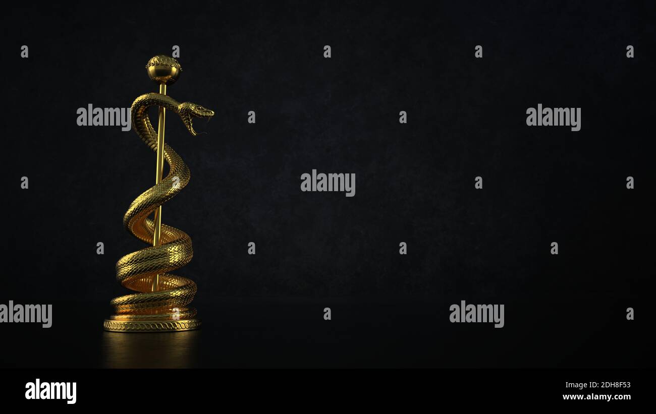 Snake Staff Of Asclepius Stock Photo - Alamy