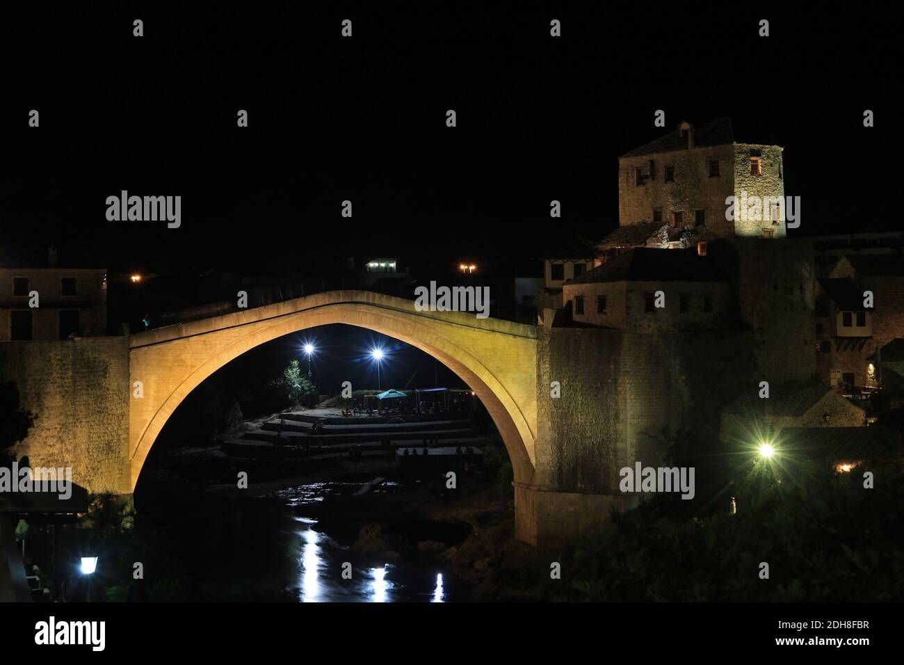 Old Bridge, by night, Old Town, Mostar Stock Photo - Alamy