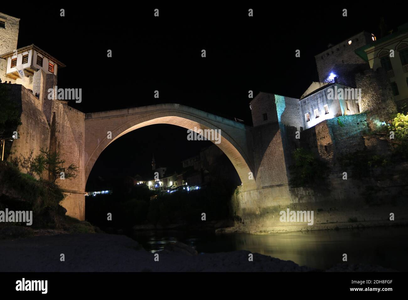 Old Bridge, by night, Old Town, Mostar Stock Photo - Alamy