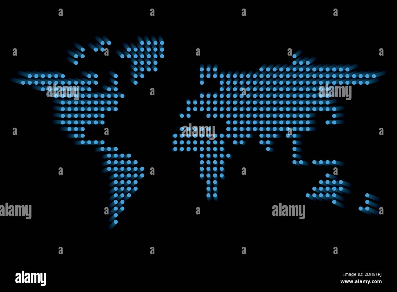 Modern dotted World map. Blue futuristic technology design on dark ...