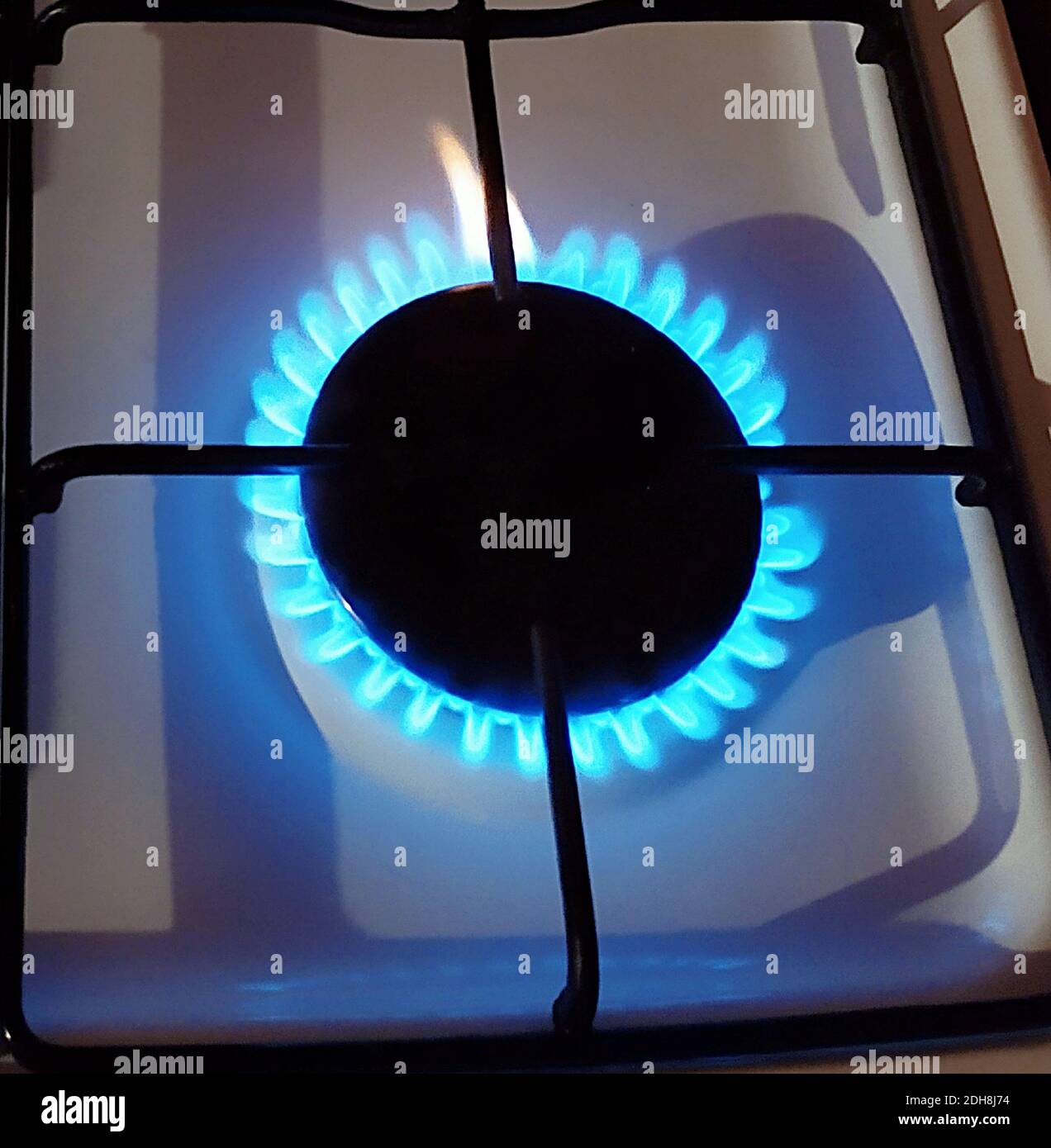 Gas stove, burning gas Stock Photo - Alamy