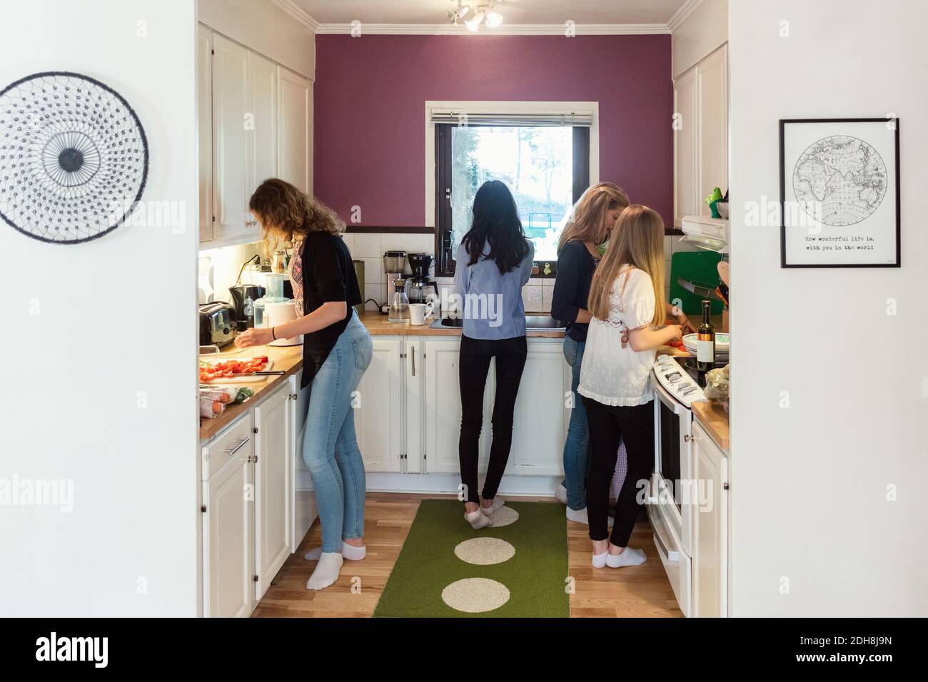 Teenage girls preparing food in kitchen Stock Photo - Alamy