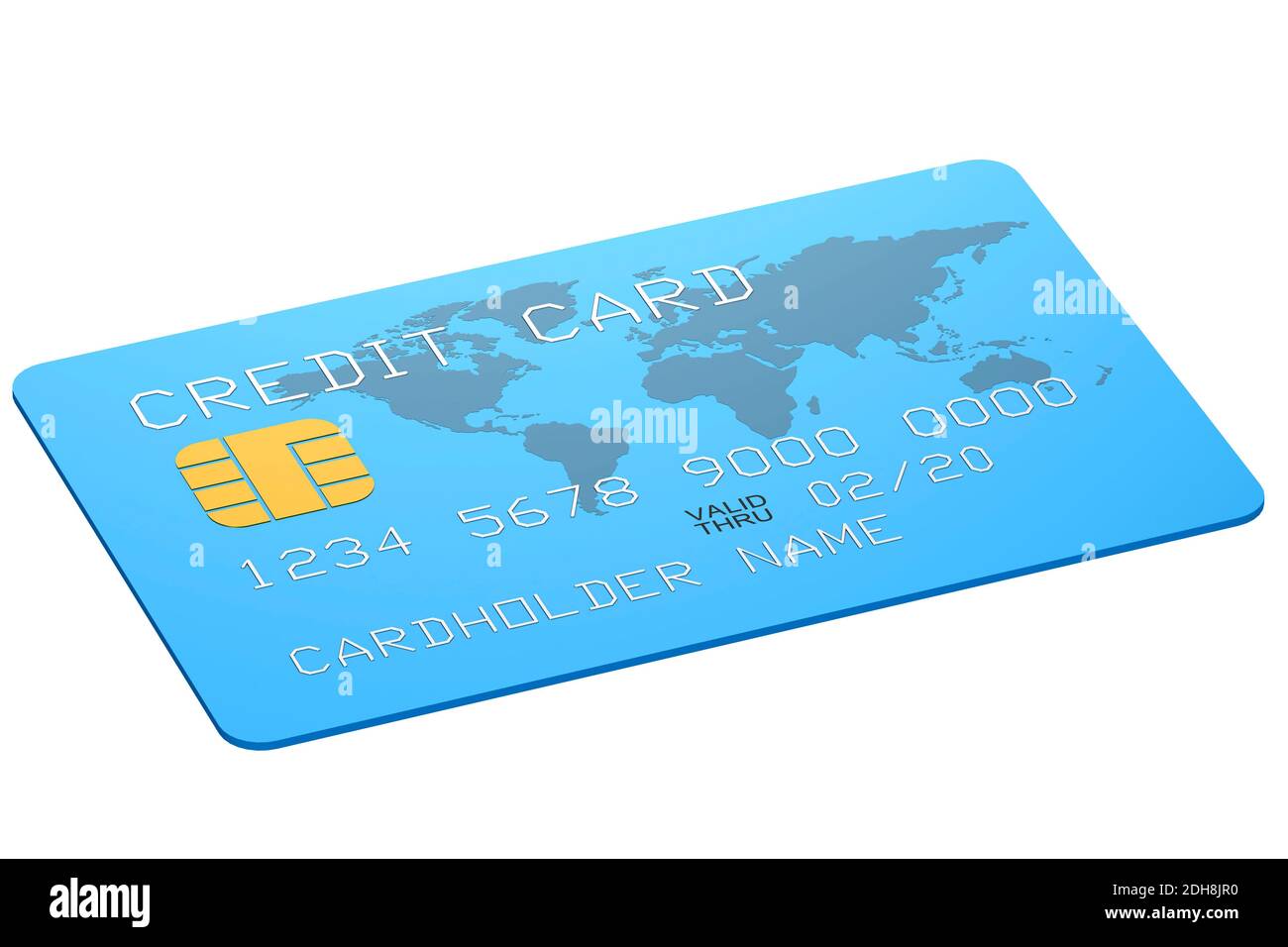 Blue credit card with world map isolated, 3d rendering Stock Photo - Alamy