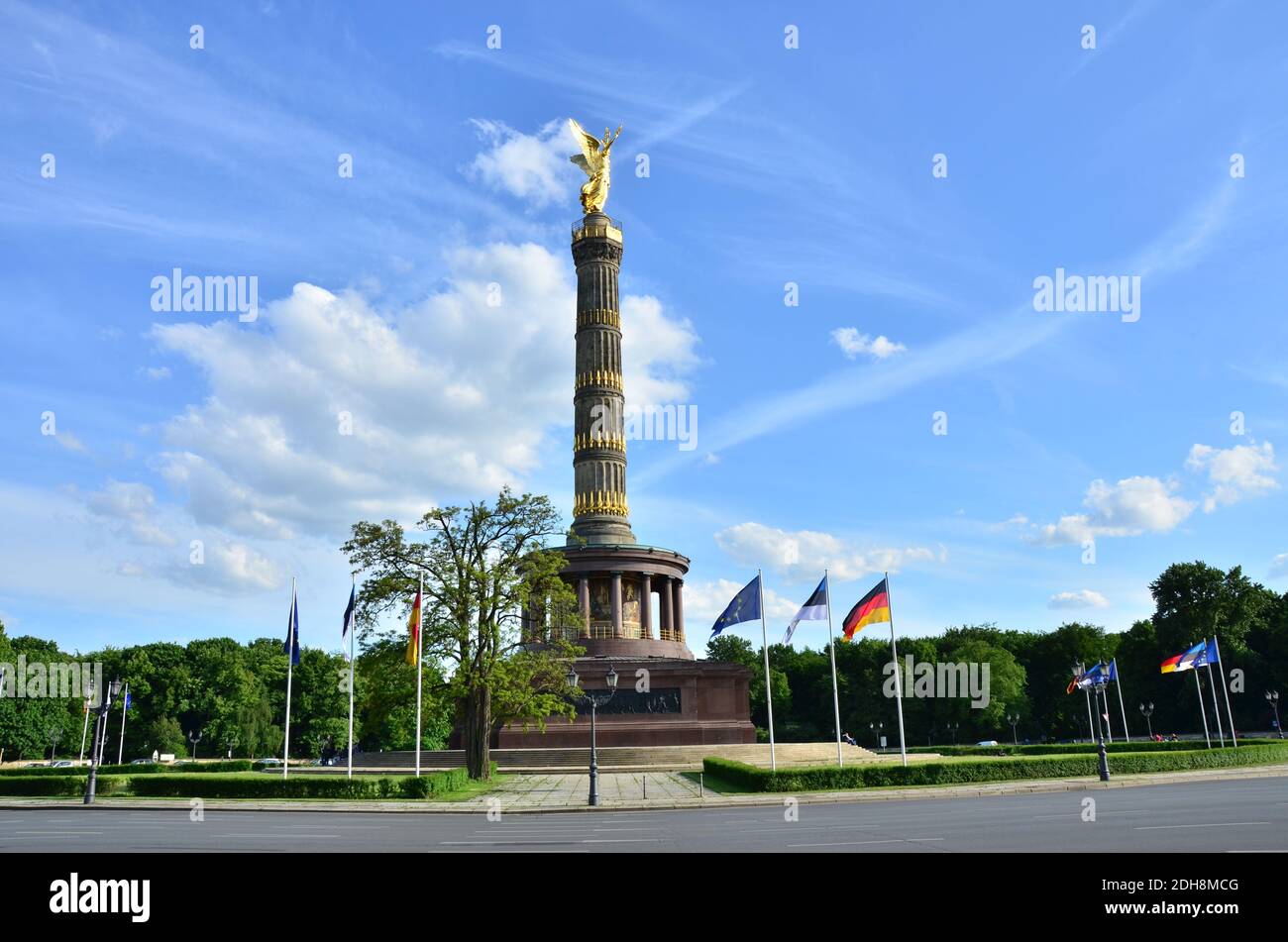 A view of the 67 metre high gilded column which commemorates victory in ...