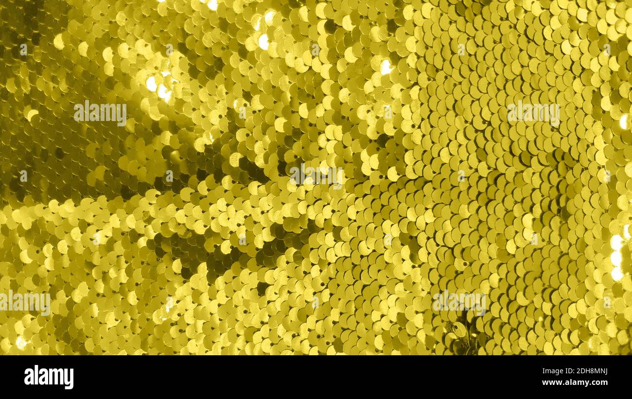Yellow glitter sparkles textile. Abstract shiny pattern. Banner. Trendy ...