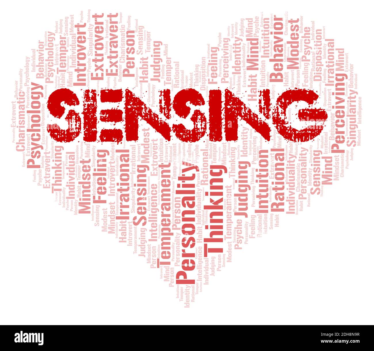 Sensing typography word cloud create with text only Stock Photo - Alamy