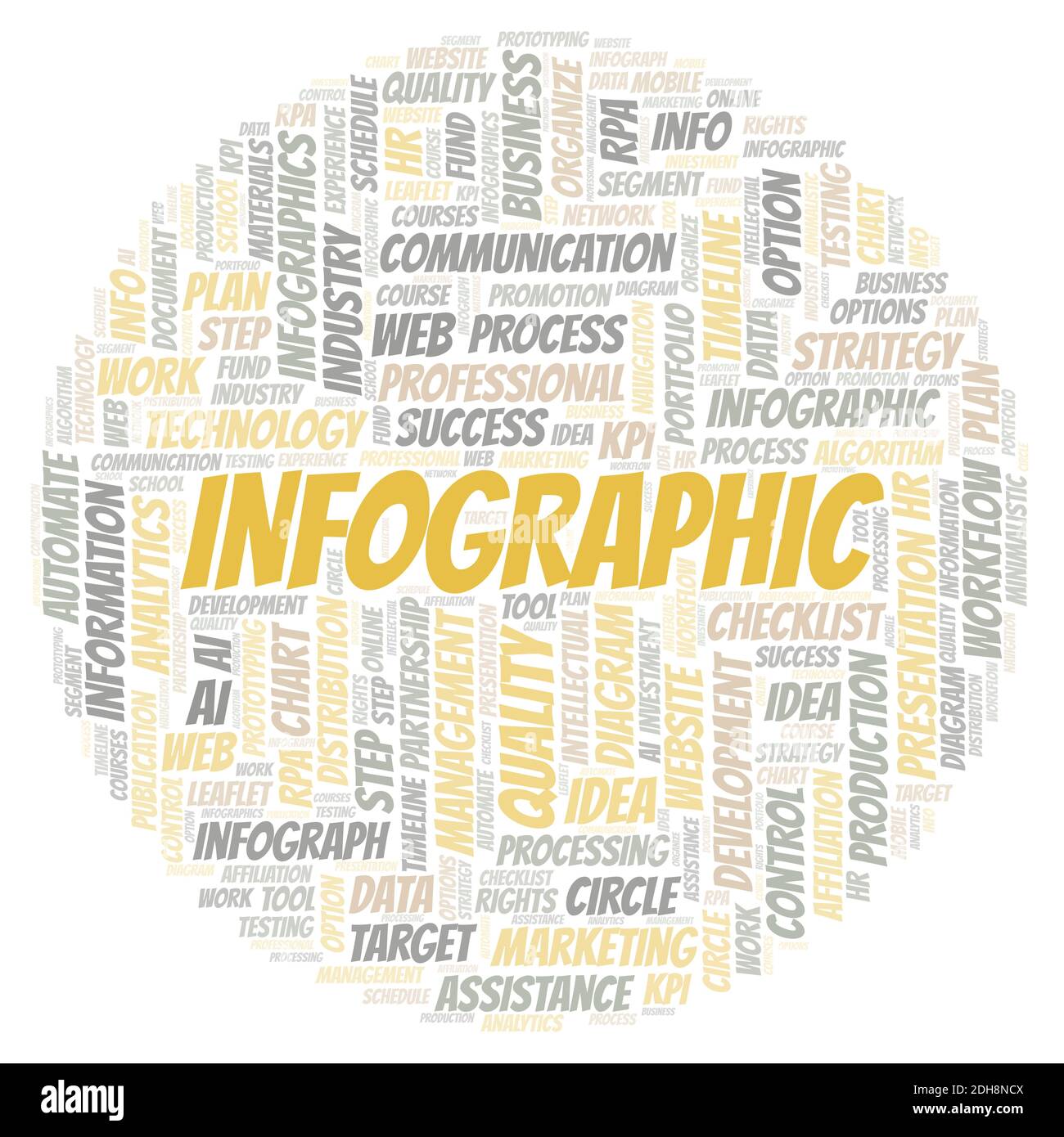 Infographic typography word cloud create with text only Stock Photo - Alamy